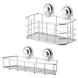 Duschablage GSW "HOOKIE System" Regale Gr. T: 15 cm, offene Fächer, silberfarben Intelligenter Saughaken, roter Ring zeigt Saugkraftverlust