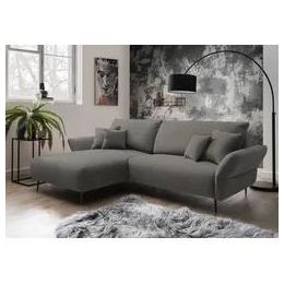 Ecksofa Inosign "Amarena L-Form" Sofas Gr. B/H/T: 286cm x 96cm x 178cm, Struktur fein, Recamiere links, Zierkissenfarbe 40 x 40cm: anthrazit-Zierkissenfarbe 45 x 45cm: anthrazit, grau (anthrazit) inklusive Armlehnenverstellfunktion, 4x Zierkissen gratis