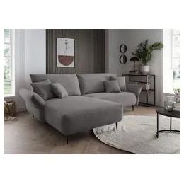 Ecksofa Inosign "Amarena L-Form" Sofas Gr. B/H/T: 286cm x 96cm x 178cm, Cord, Recamiere links, Zierkissenfarbe 40 x 40cm: grau-Zierkissenfarbe 45 x 45cm: grau, grau inklusive Armlehnenverstellfunktion, 4x Zierkissen gratis