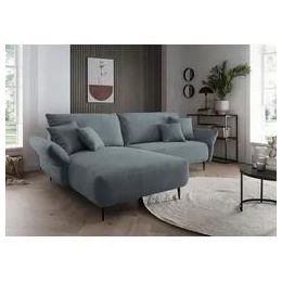 Ecksofa Inosign "Amarena L-Form" Sofas Gr. B/H/T: 286cm x 96cm x 178cm, Cord, Recamiere links, Zierkissenfarbe 40 x 40cm: petrol-Zierkissenfarbe 45 x 45cm: petrol, blau (petrol) inklusive Armlehnenverstellfunktion, 4x Zierkissen gratis