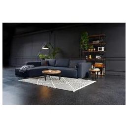 Ecksofa Tom Tailor HOME "HEAVEN STYLE XL" Sofas Gr. B/H/T: 302cm x 85cm x 221cm, Struktur fein TBO, Recamiere links, ohne Bettfunktion-ohne Bettkasten-Metallfuß, blau (schwarz navy tbo 6) aus der COLORS COLLECTION, wahlweise mit Bettfunktion & Bettkasten