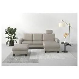 Ecksofa Home Affaire "Summer L-Form" Sofas Gr. B/H/T: 249 cm x 91 cm x 164 cm, Feincord, Recamiere rechts, ohne Bettfunktion-ohne Bettkasten-mit Federkern, grau (steel) mit Recamiere, oder ohne Bettfunktion und Bettkasten, Cord-Bezug