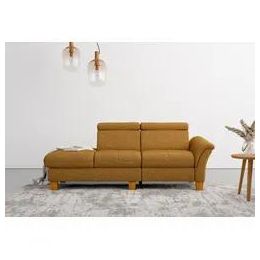 Recamiere Home Affaire "Lindgren" Sofas Gr. B/H/T: 206 cm x 84 cm x 93 cm, Struktur, Armlehne rechts, mit TV-Funktion motorisch und Bettkasten-mit Kopfteilverstellung-ohne Federkern, gelb (mustard) wahlweise motorische TV-Funktion, Bettkasten und Kopfteilverstellung