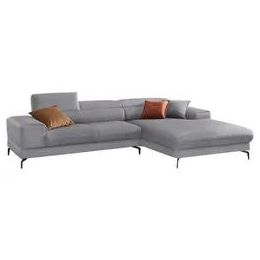 Ecksofa W.Schillig "piedroo" Sofas Gr. B/H/T: 303cm x 70cm x 193cm, Chenille-Flachgewebe R66, Longchair rechts, mit Kopfteilverstellung-mit motorischer Sitztiefenverstellung, grau (dolphin r66) Ecksofa Kopfteilverstellung, wahlweise mit Sitztiefenverstellung, Breite 303cm