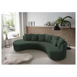 Ecksofa Inosign "Limoncello L-Form" Sofas Gr. B/H/T: 287cm x 76cm x 160cm, Cord, Ottomane links, Ottomane links, grün (moosgrün) ergonomische Form