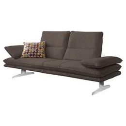 2-Sitzer W.Schillig "broadway" Sofas Gr. B/H/T: 216 cm x 94 cm x 96 cm, Flachgewebe S22, Longchair links, mit Sitztiefenverstellung-mit Kopfteilverstellung-ohne Seitenteilverstellung, braun (tobacco s22) Sitztiefenverstellung, Kopfteil- & Seitenteilverstellung, Breite 216cm