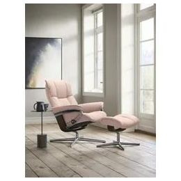 Relaxsessel stressless "Mayfair" Sessel Gr. ROHLEDER Stoff Q2 FARON, Cross Base Braun, Relaxfunktion-Drehfunktion-PlusTMSystem-Gleitsystem-BalanceAdaptTM, B/H/T: 79cm x 102cm x 73cm, pink (light q2 faron) mit Cross Base, Größe S, M & L, Holzakzent Braun