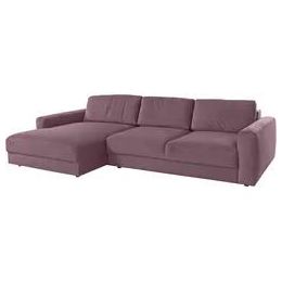 Ecksofa Places of Style "Bloomfield, L-Form" Sofas Gr. B/H/T: 303cm x 84cm x 176cm, Velours, mega-Recamiere links, XXL ohne Sitztiefenverstellung, rosa (altrosa) extra tiefe Sitzfläche, wahlweise mit Sitztiefenverstellung