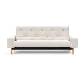 Schlafsofa INNOVATION LIVING TM "MIMER hochwertige Schlaffunktion, aktuelles Design und extra Komfort" Sofas Gr. T: 100 cm, Microfaser VIVUS, weiß (dusty off white 574 vivus) Taschenfederkernmatratze, Breite Liegefläche 140 cm