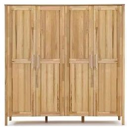 Kleiderschrank Home Affaire "Modesty I" Schränke Gr. B/H/T: 205 cm x 202 cm x 61 cm, ohne Spiegel, 4 St., Basisausführung, beige (naturfarben) Drehtürenschrank Kleiderschrank Schränke aus massivem Kernbuchenholt, in unterschiedlichen Breiten