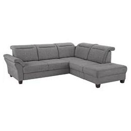 Ecksofa Home Affaire "Solvei L-Form" Sofas Gr. B/H/T: 260cm x 104cm x 235cm, Struktur, Ottomane rechts, mit Sitztiefenverstellung-mit Kopfteilverstellung-mit Bettfunktion, grau wahlweise auch mit Kopfteilverstellung und Bettfunktion, Federkern