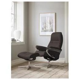 Relaxsessel stressless "Sunrise" Sessel Gr. Leder PALOMA, Cross Base Schwarz, Relaxfunktion-Drehfunktion-PlusTMSystem-Gleitsystem-BalanceAdaptTM, B/H/T: 83cm x 105cm x 74cm, braun (chocolate paloma) mit Cross Base, Größe S, M & L, Holzakzent Schwarz