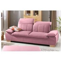 2,5-Sitzer Home Affaire "Bergamo" Sofas Gr. B/H/T: 215cm x 77cm x 90cm, Struktur fein, ohne Funktion, rosa (rosé) mit Armlehn-und Rückenfunktion, Federkern