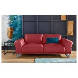 2,5-Sitzer W.Schillig "montanaa" Sofas Gr. B/H/T: 212cm x 78cm x 94cm, Longlife Xtra-Leder Z59, rot (ruby z59) mit Metallkufen in Silber matt, Breite 212 cm