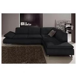 Ecksofa Max Winzer "Toulouse modern und bequem, aktuelles Design, hoher Sitzkomfort" Sofas Gr. B/H/T: 237cm x 75cm x 190cm, Luxus-Microfaser, Ottomane rechts, schwarz mit klappbaren Armlehnen, Breite 237 cm