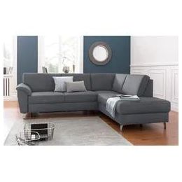 Sit & More Ecksofa SIT & MORE "Texel L-Form" Sofas Gr. B/H/T: 250cm x 87cm x 201cm, Luxus-Microfaser ALTARA NUBUCK, Ottomane rechts, mit Bettfunktion-mit Bettkasten, grau (dunkelgrau) mit Federkern, wahlweise Bettfunktion und Bettkasten