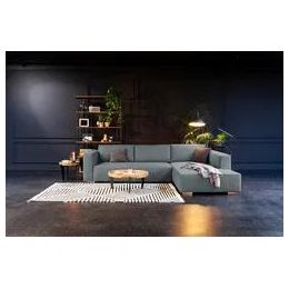 Ecksofa Tom Tailor HOME "HEAVEN STYLE XL" Sofas Gr. B/H/T: 302cm x 85cm x 221cm, Struktur grob TCU, Recamiere rechts, ohne Bettfunktion-ohne Bettkasten-Metallfuß, blau (smokey tcu 36) aus der COLORS COLLECTION, wahlweise mit Bettfunktion & Bettkasten