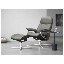 Relaxsessel stressless "Consul" Sessel Gr. ROHLEDER Stoff Q2 FARON, Cross Base Wenge, Relaxfunktion-Drehfunktion-PlusTMSystem-Gleitsystem-BalanceAdaptTM, B/H/T: 78cm x 97cm x 70cm, grau (grey q2 faron) mit Hocker, Cross Base, Größe S, M & L, Holzakzent Wenge