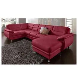 Sit & More Wohnlandschaft SIT & MORE "Mailand U-Form" Sofas Gr. B/H/T: 312cm x 85cm x 179cm, Luxus-Microfaser ALTARA NUBUCK, Recamiere rechts, ohne Bettfunktion, rot (bordeaux) wahlweise mit Bettfunktion, frei im Raum stellbar