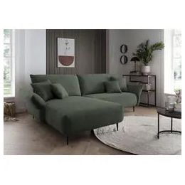 Ecksofa Inosign "Amarena L-Form" Sofas Gr. B/H/T: 286cm x 96cm x 178cm, Cord, Recamiere links, Zierkissenfarbe 40 x 40cm: moosgrün-Zierkissenfarbe 45 x 45cm: moosgrün, grün (moosgrün) inklusive Armlehnenverstellfunktion, 4x Zierkissen gratis