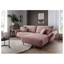 Ecksofa Inosign "Amarena L-Form" Sofas Gr. B/H/T: 286cm x 96cm x 178cm, Cord, Recamiere rechts, Zierkissenfarbe 40 x 40cm: rosa-Zierkissenfarbe 45 x 45cm: rosa, rosa inklusive Armlehnenverstellfunktion, 4x Zierkissen gratis