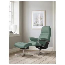 Relaxsessel stressless "Sunrise" Sessel Gr. Leder PALOMA, Cross Base Schwarz, Relaxfunktion-Drehfunktion-PlusTMSystem-Gleitsystem-BalanceAdaptTM, B/H/T: 79cm x 103cm x 73cm, grün (aqua green paloma) mit Cross Base, Größe S, M & L, Holzakzent Schwarz