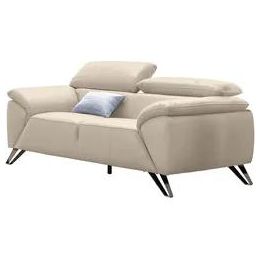 2-Sitzer NICOLETTI HOME Sofas Gr. B/H/T: 180cm x 72cm x 107cm, Leder TOUCH, beige (beige chiaro) Breite 180 cm, inklusive Kopfteilverstellung