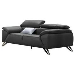 2,5-Sitzer NICOLETTI HOME Sofas Gr. B/H/T: 204cm x 72cm x 107cm, Leder TOUCH, schwarz (nero) Breite 204 cm, inklusive Kopfteilverstellung, Metallfüße