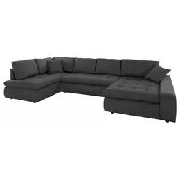 Wohnlandschaft Trendmanufaktur "Indie II, tolle Detailverarbeitung, bequem und komfortabel im Sitz" Sofas Gr. B/H/T: 335cm x 86cm x 179cm, Struktur fein, Recamiere rechts, mit Bettfunktion, schwarz wahlweise mit Bettfunktion, U-Form