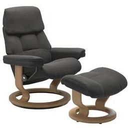 Relaxsessel stressless "Ruby" Sessel Gr. Leder PALOMA, Fuß Eiche, B/H/T: 79cm x 98cm x 76cm, grau (rock paloma) mit Classic Base, Größe M, Gestell Eiche, Wenge, Braun & Schwarz