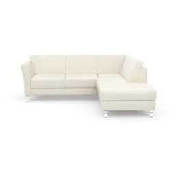 Sit & More Ecksofa SIT & MORE "Visby L-Form" Sofas Gr. B/H/T: 248cm x 87cm x 213cm, Struktur fein, Ottomane rechts, ohne Bettfunktion-ohne Bettkasten, beige (linen) Wahlweise mit Bettfunktion und Stauraum, frei im Raum stellbar