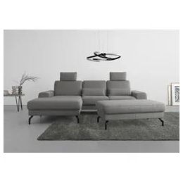 Sit & More Ecksofa SIT&MORE "Cinturo L-Form" Sofas Gr. B/H/T: 283 cm x 91 cm x 175 cm, Soft clean, mega-Recamiere links, inklusive Sitztiefenverstellung-inklusive Federkern, grau inklusive Sitztiefenverstellung und Federkern, Sitzhöhe 48 cm