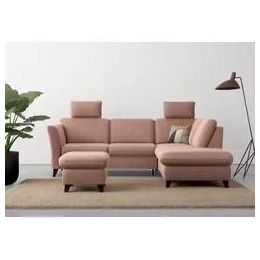 Ecksofa Home Affaire "Trelleborg L-Form" Sofas Gr. B/H/T: 252 cm x 86 cm x 213 cm, Feincord, Ottomane rechts, mit Bettfunktion-mit Stauraum, rosa (altrosa) wahlweise mit Bettfunktion und Bettkasten, inkl. Federkern-Polsterung