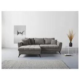 Ecksofa Inosign "Lörby L-Form" Sofas Gr. B/H/T: 246cm x 90cm x 170cm, Struktur weich, Recamiere links, Struktur weich, grau (rock) Belastbarkeit bis 140kg pro Sitzplatz, auch mit Aqua clean-Bezug