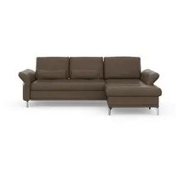 Ecksofa Inosign "Palm Beach L-Form" Sofas Gr. B/H/T: 269 cm x 89 cm x 175 cm, Luxus-Microfaser in Lederoptik, mega-Recamiere rechts, mit Sitztiefenverstellung-ohne Bettfunktion-ohne Bettkasten-ohne Armteilverstellung, braun Federkern, mit Sitztiefenverstellung, wahlweise Bettfunktion