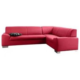 Ecksofa DOMO collection "Alisson L-Form" Sofas Gr. B/H/T: 249cm x 75cm x 181cm, Kunstleder SOFTLUX, langer Schenkel links, ohne Bettfunktion, rot wahlweise mit Bettfunktion