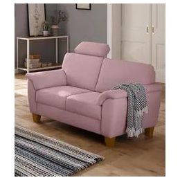 2-Sitzer Home Affaire "Texel" Sofas Gr. B/H/T: 156cm x 87cm x 88cm, Struktur fein, rosa (altrosa) mit Federkern und Kontrastnaht, Füße Buche eichefarben