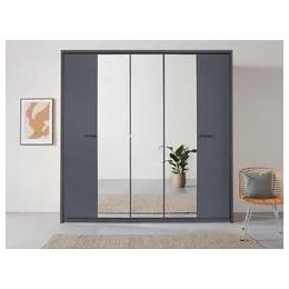 Drehtürenschrank Rauch "Oteli" Schränke Gr. B/H/T: 230 cm x 212 cm x 58 cm, ohne Beleuchtung, 5 St., grau (graumetallic) mit Mittelspiegel und Passepartout optional Beleuchtung