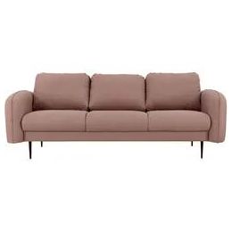 3-Sitzer LEONIQUE "Skidi" Sofas Gr. B/H/T: 213cm x 81cm x 93cm, Struktur fein, rosa (rosé) mit losen Rückenkissen und Keder oben auf der Armlehne