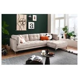 Ecksofa TRENDS BY HG "Landau L-Form" Sofas Gr. B/H/T: 275cm x 75cm x 158cm, Cord, Recamiere rechts, beige in Cord-Stoff mit Metallfuß