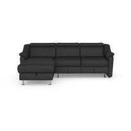 Sit & More Ecksofa SIT & MORE "Freetown L-Form" Sofas Gr. B/H/T: 257cm x 84cm x 166cm, NaturLEDER, Recamiere links, mit Bettfunktion-mit Bettkasten, schwarz inklusive Kopfteilverstellung und komfortablem Federkern