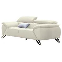 2,5-Sitzer NICOLETTI HOME Sofas Gr. B/H/T: 204cm x 72cm x 107cm, Leder TOUCH, beige (ghiaccio) Breite 204 cm, inklusive Kopfteilverstellung, Metallfüße