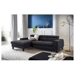 Ecksofa COTTA "Morven L-Form" Sofas Gr. B/H/T: 244cm x 72cm x 166cm, Microfaser PRIMABELLE, Recamiere links, mit Bettfunktion-mit Bettkasten-ohne Ladestation-mit Kopfteilverstellung, grau (lava) Ecksofa Polstermöbel Sofas Inklusive Kopfteilverstellung, wahlweise mit Ladestation, Bettfunktion