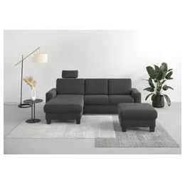 Ecksofa Home Affaire "Summer L-Form" Sofas Gr. B/H/T: 249cm x 91cm x 164cm, Feincord, Recamiere links, mit Bettfunktion-mit Bettkasten-ohne Federkern, grau (anthrazit) mit Recamiere, oder ohne Bettfunktion und Bettkasten, Cord-Bezug