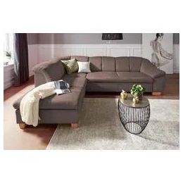 Sit & More Ecksofa SIT & MORE "Santo L-Form" Sofas Gr. B/H/T: 272cm x 82cm x 206cm, Luxus-Microfaser ALTARA NUBUCK, langer Schenkel rechts, Mit Bettfunktion, braun (nougat) mit Federkern, wahlweise Bettfunktion und Stauraum