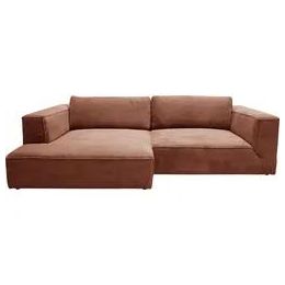 Ecksofa Tom Tailor HOME "Big Cube Style" Sofas Gr. B/H/T: 270cm x 83cm x 160cm, Cord TRI, Recamiere links, braun (cinnamon tri 154) mit cleanen Stegkissen, extra große Sitztiefe, Breite 270cm