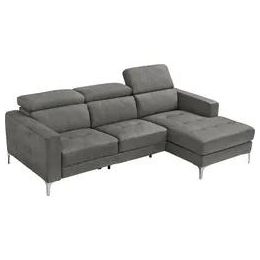 Ecksofa Egoitaliano "Matt, erstklassiger Sitzkomfort, aufwendige Detailverarbeitung, L-Form" Sofas Gr. B/H: 247cm x 100cm, Luxus-Microfaser Lederoptik, Recamiere rechts, grau (steingrau) mit verstellbaren Kopfteilen zum Relaxen