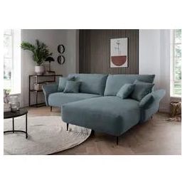 Ecksofa Inosign "Amarena L-Form" Sofas Gr. B/H/T: 286cm x 96cm x 178cm, Cord, Recamiere rechts, Zierkissenfarbe 40 x 40cm: petrol-Zierkissenfarbe 45 x 45cm: petrol, blau (petrol) inklusive Armlehnenverstellfunktion, 4x Zierkissen gratis