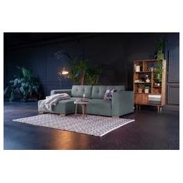 Ecksofa Tom Tailor HOME "HEAVEN CHIC S" Sofas Gr. B/H/T: 242cm x 85cm x 162cm, Struktur grob TCU, Recamiere links, mit Bettfunktion-mit Bettkasten, blau (smokey blue tcu 36) aus der COLORS COLLECTION, wahlweise mit Bettfunktion & Bettkasten