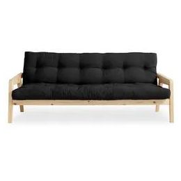 Schlafsofa KARUP DESIGN Sofas Gr. B/H/T: 204cm x 40cm x 90cm, Gestell: Natur, grau (dunkelgrau) Mit Holzstruktur, inkl. Futonmatratze, Liegefläche 130x190 cm